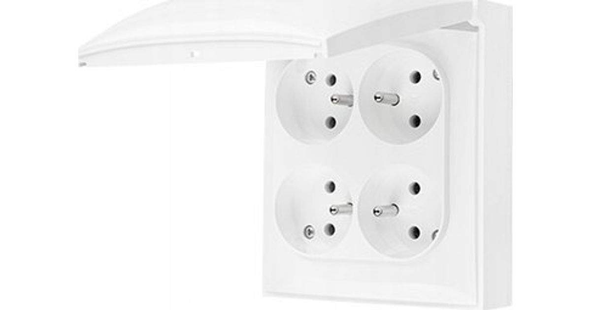 Contact-Simon Simon Aquaclick IP44 socket, 4-way with earthing, white ...
