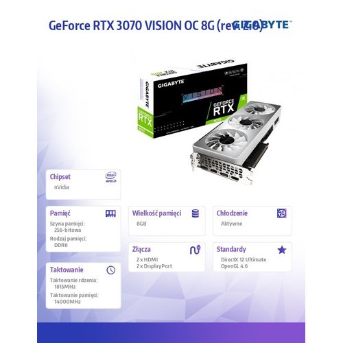 Gigabyte GeForce RTX 3070 VISION OC 8G (rev. 2.0) NVIDIA 8 GB GDDR6 ...