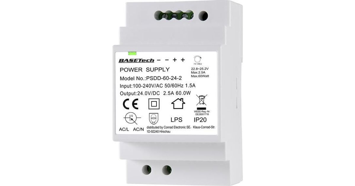 BASETech PSDD-60-24-2 toitetrafo Valge - MT Shop