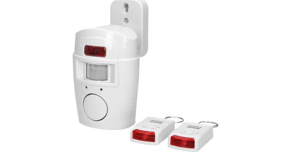 Mini wireless alarm with a built-in siren, controlled by a remote ...