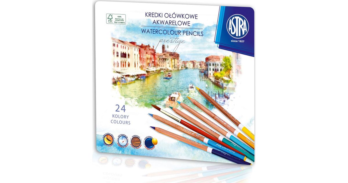 Astra Watercolor crayons made of cedar wood Astra Prestige 24 colors ...