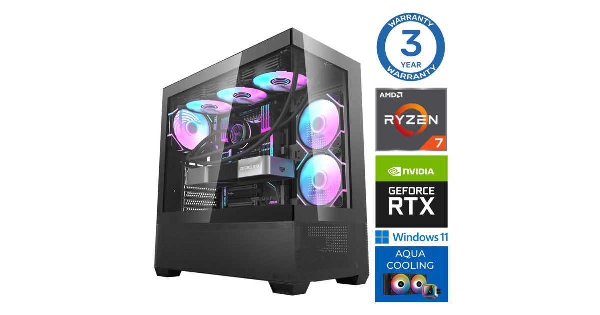 INTOP AQUA Ryzen 7 7800X3D 64GB DDR5 1TB SSD M.2 NVME RTX4070 12GB ...