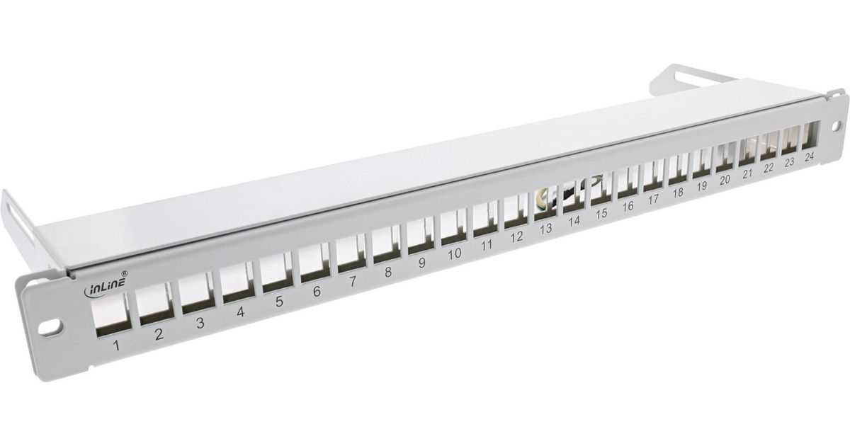 InLine Blank Patch Panel with pull-out 19" 24 Port 1U light grey ...