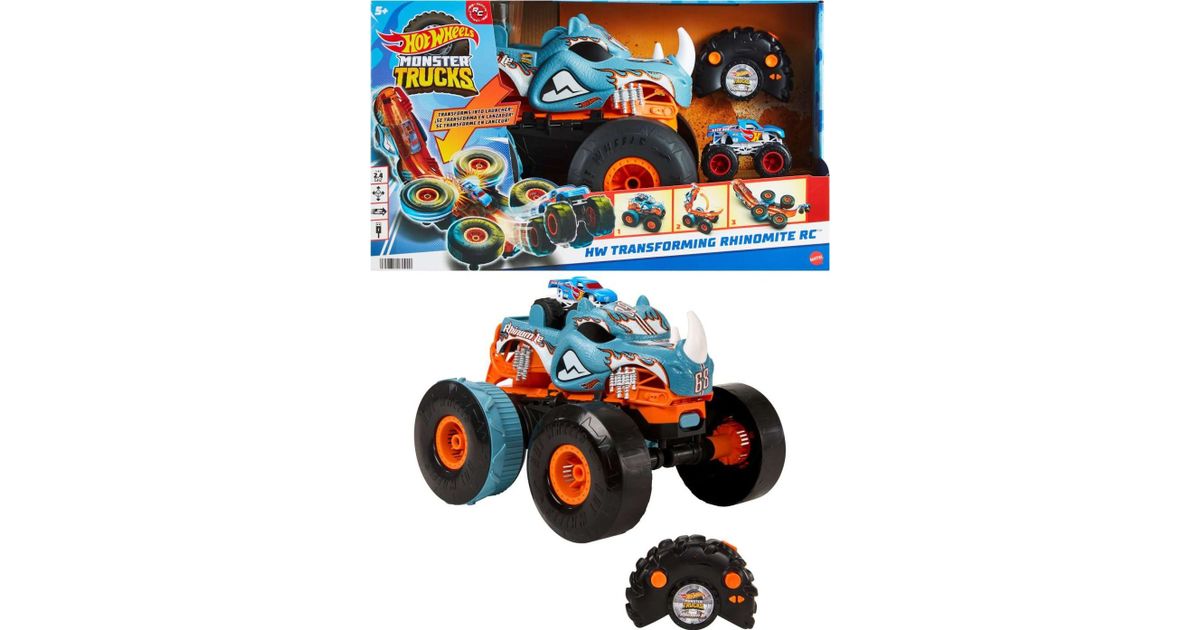 Mattel Hot Wheels R/C Rhinomite Mega Transformation Remote Control ...