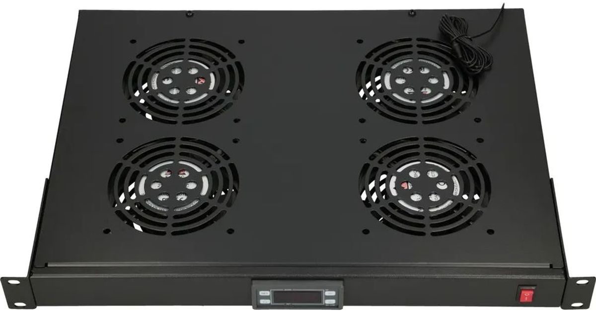 Extralink 19\" RACK MOUNT FAN PANEL (4 FANS) WITH THERMOSTAT ...