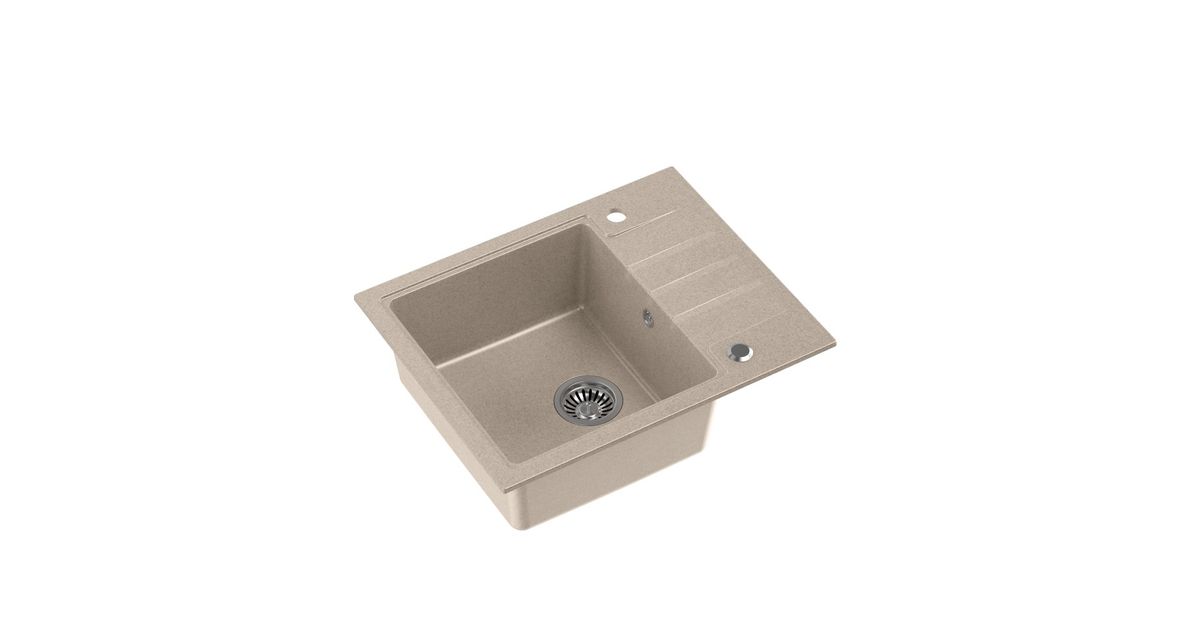 QUADRON PETER 116 Steingran beige granite sink with manual siphon and ...