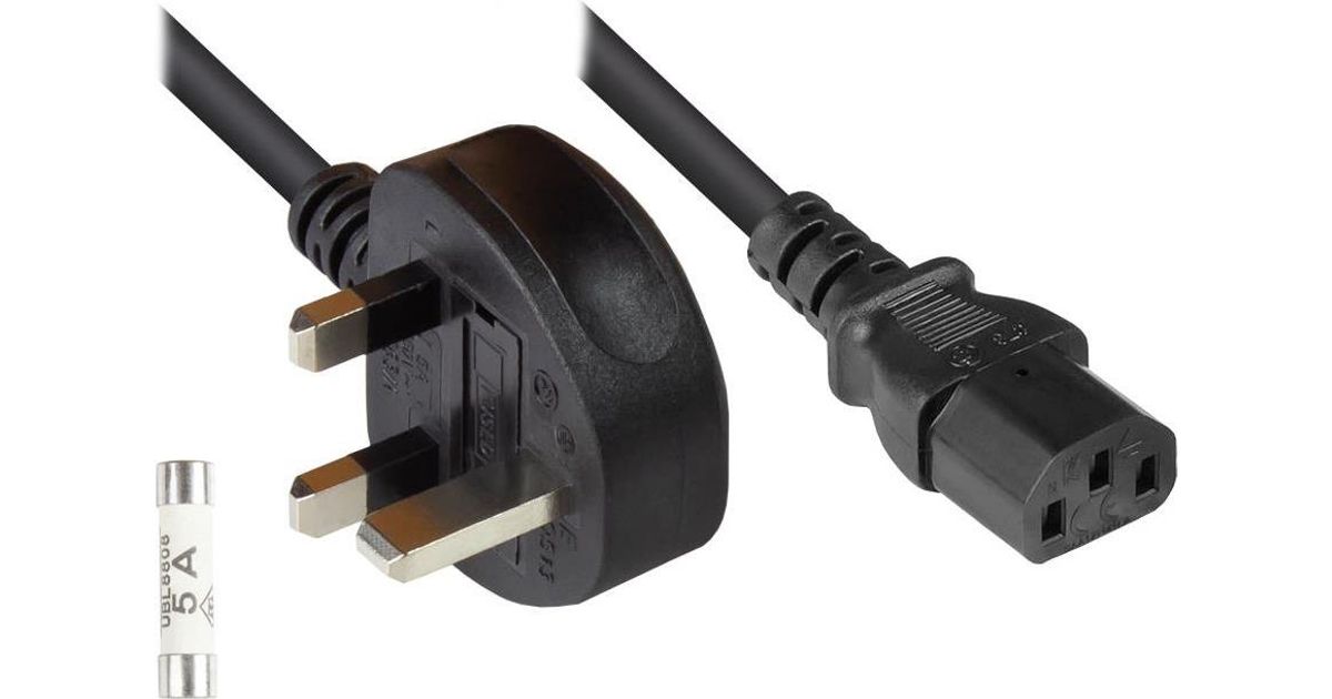 Alcasa 1500-E025S power cable Black 2.5 m Power plug type G C13 coupler ...