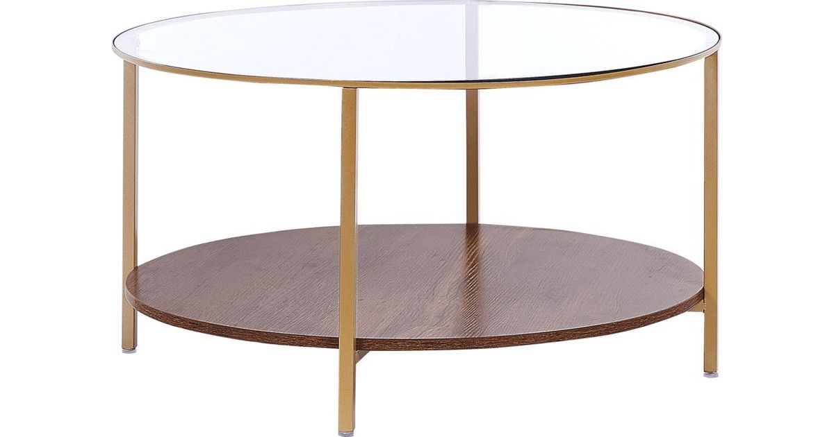 Gold glass coffee table with a shelf LIBBY dark wood - Elutuba - Mööbel ...