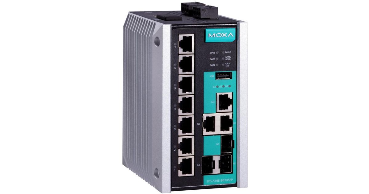 Moxa INDUSTRIAL MANAGED REDUNDANT E EDS-510E-3GTXSFP-T, 7*10/100TX - MT ...