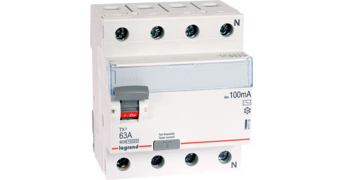 Legrand Residual current circuit breaker 4P 63A 0.1A type AC P304 TX3 (411719) - MT Shop