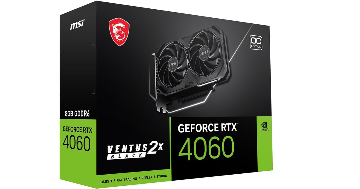 MSI GeForce RTX 4060 VENTUS 2X BLACK 8G OC NVIDIA 8 GB GDDR6 DLSS 3 ...