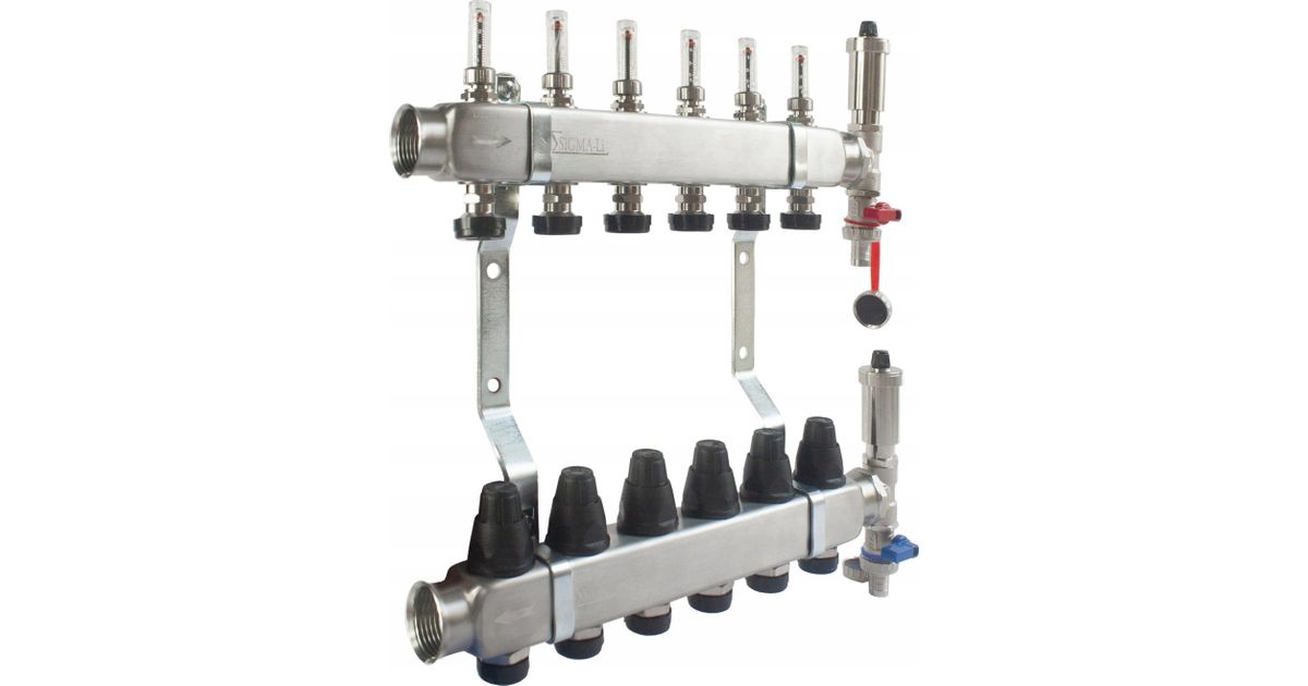 Inox stainless steel manifold 6-of-road with flow meters, thermostatic ...