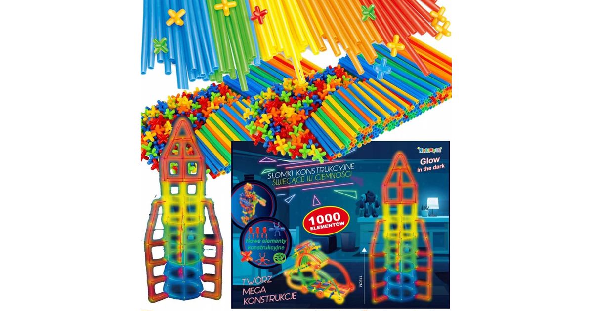 Norimpex Straws Glow in the Dark Construction Blocks 1000el 1005021 ...