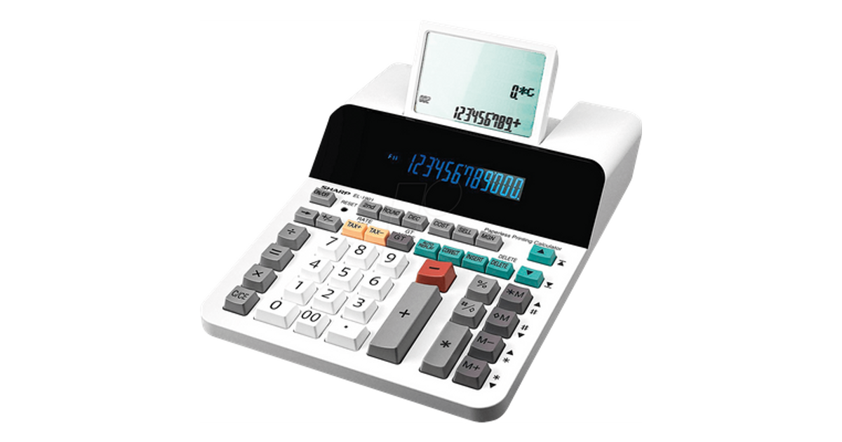 Sharp EL-1901 kalkulaator Lauaarvuti Ekraanikalkulaator Valge ...