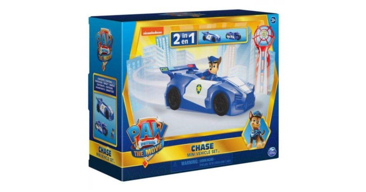 PAW Patrol Chase Mini Movie Vehicle Set with 2-in-1 Cruiser Toy Car and ...