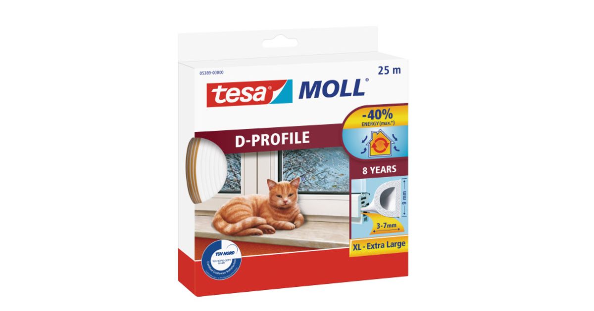 Tesa kummitihend 9mm profiil D valge 25m (0538901) - Uste ja akende ...