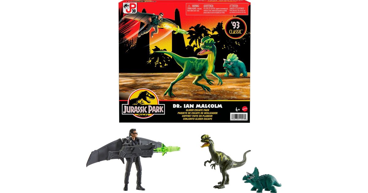 Mattel action figure Jurassic World Ian Malcolm action figure set with ...
