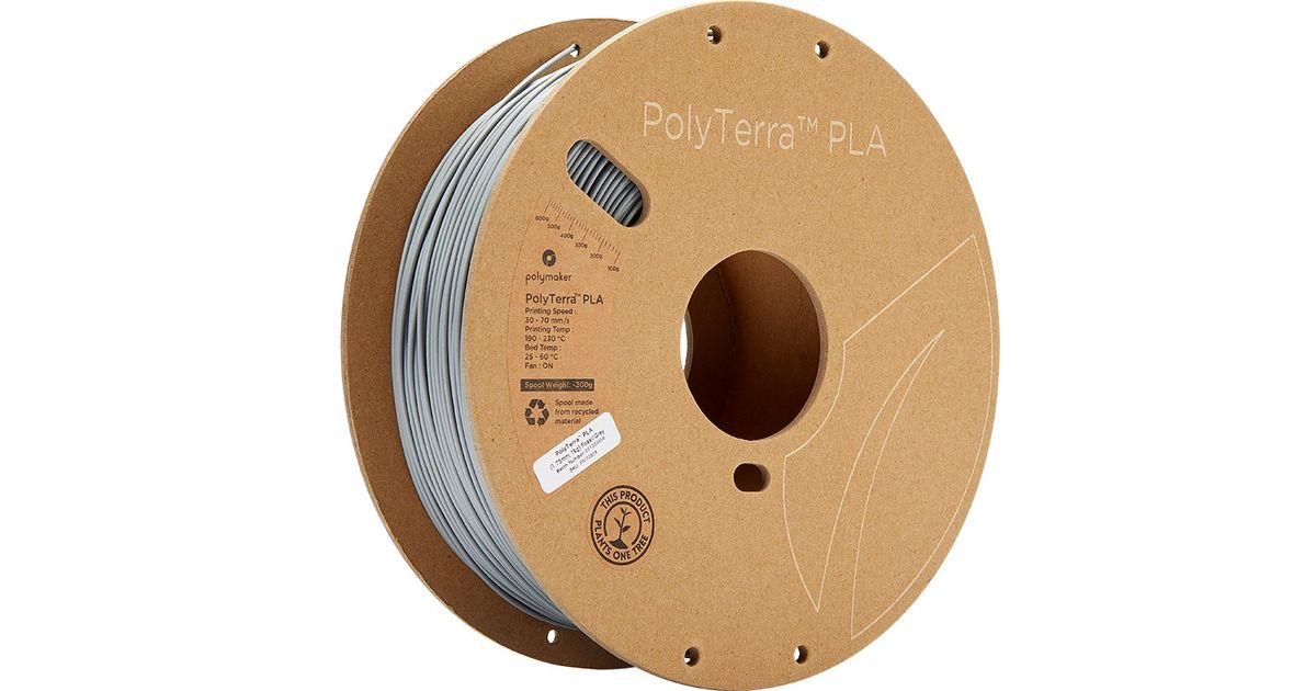 PLA PolyMaker PolyTerra Fossil Gray - 1.75 mm, 1 kg hall - 3D printer ...