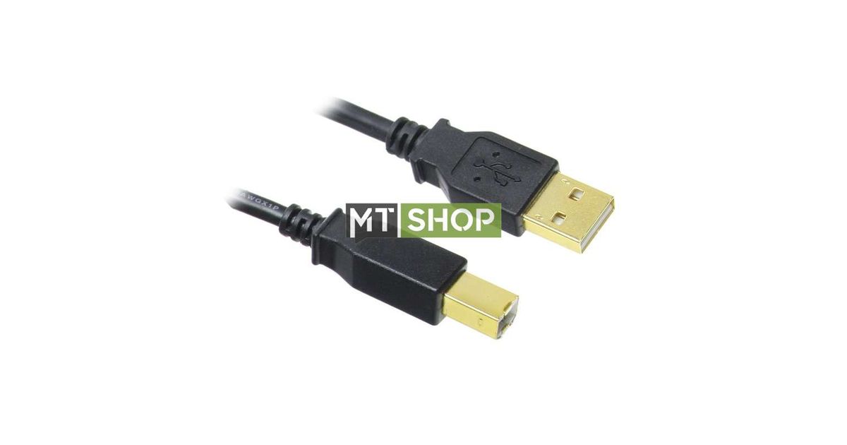 InLine USB 2.0 Cable Type A male / Type B female black, gold plated ...