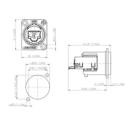 Neutrik NE8FF RJ45 Feedthrough-Coupler, female, black, D-Housing ...