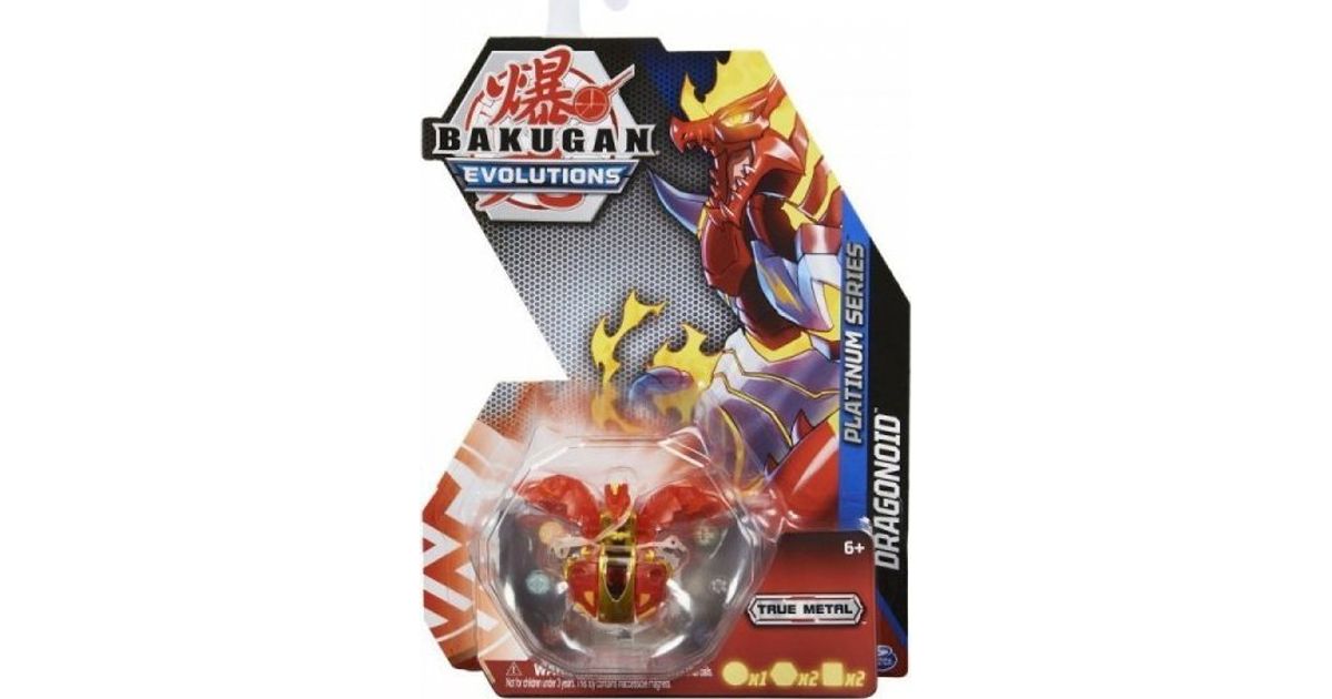 Bakugan Evolutions, Dragonoid (Red), Platinum Series True Metal , 2 BakuCores and Character Card ...