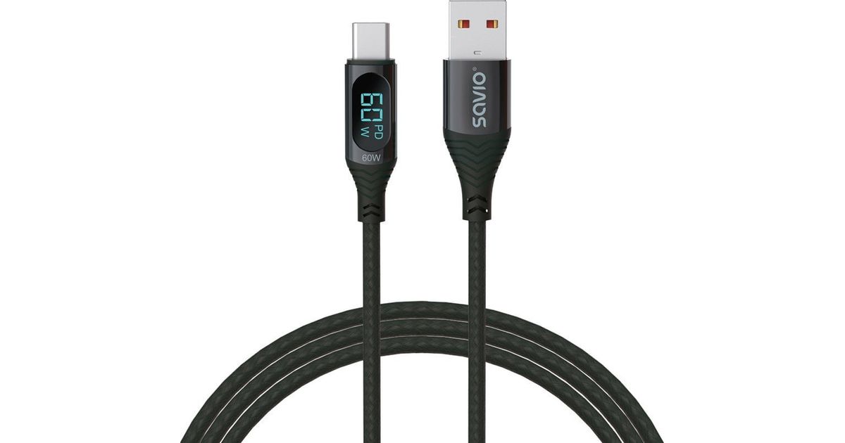 SAVIO CL-172 USB to USB-C cable 1m with digital display - USB kaablid ...
